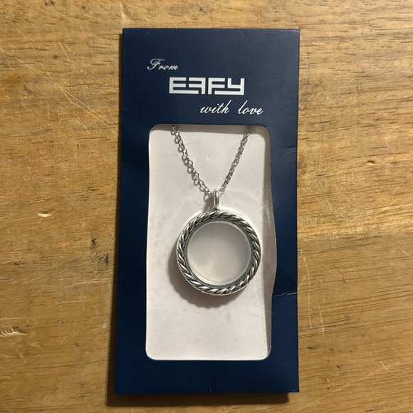 Effy | Jewelry | New Effy Silver Tone Round Clear Locket Necklace ...